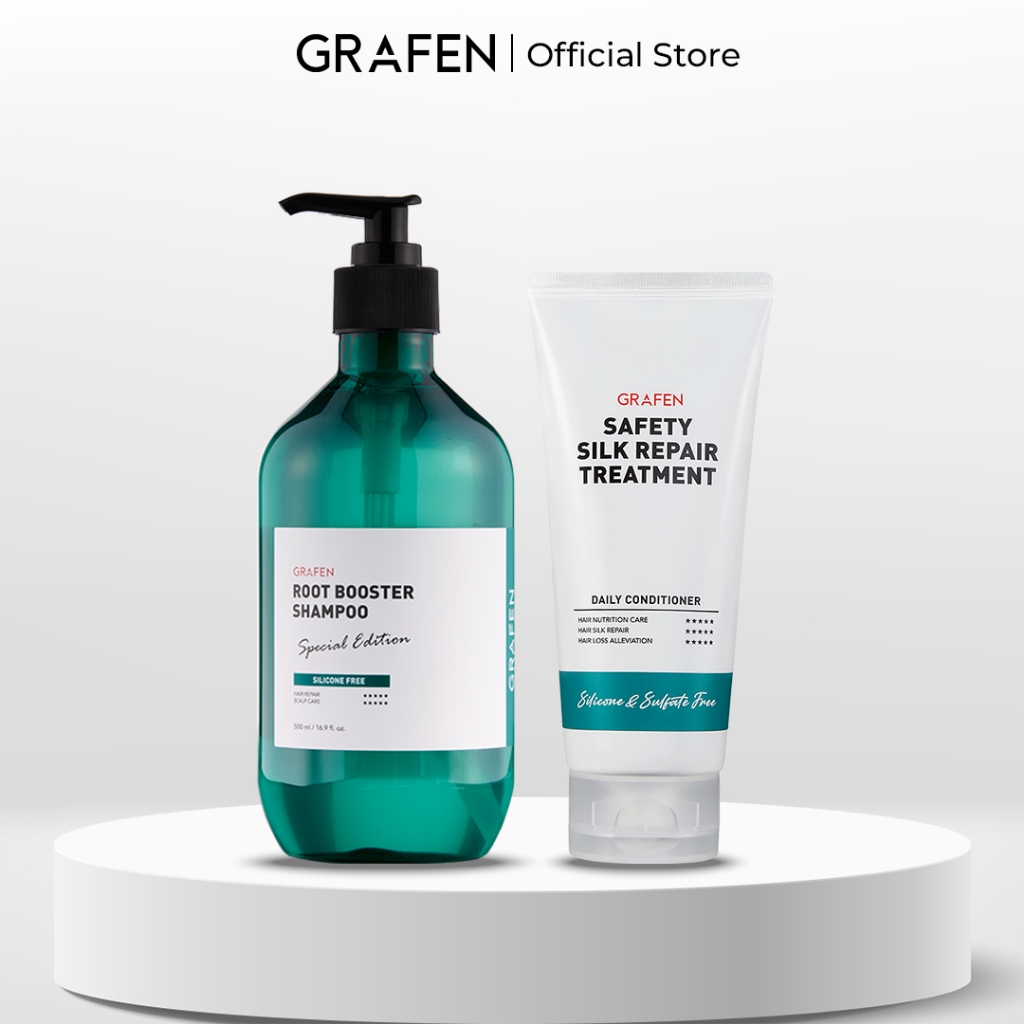 [GRAFEN Root Booster Shampoo 500ml + Safety Silk Repair Treatment 200ml ...