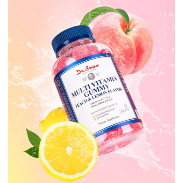DR.BRIAN Multi Vitamin Gummy Peach Lemon Flavor 100 Tablets Immunity ...
