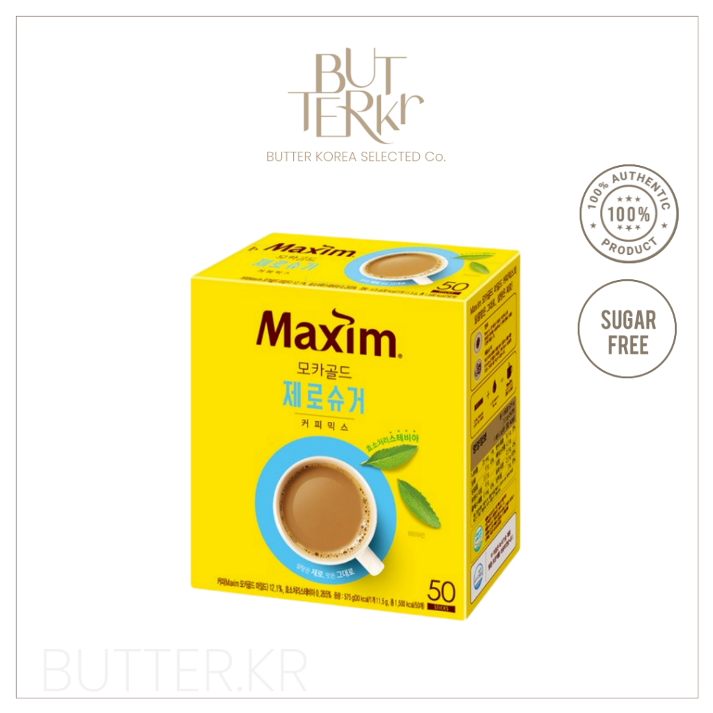 Maxim Mocha Gold Zero Sugar Coffee Mix (50EA) Korean Sugar Free Instant ...