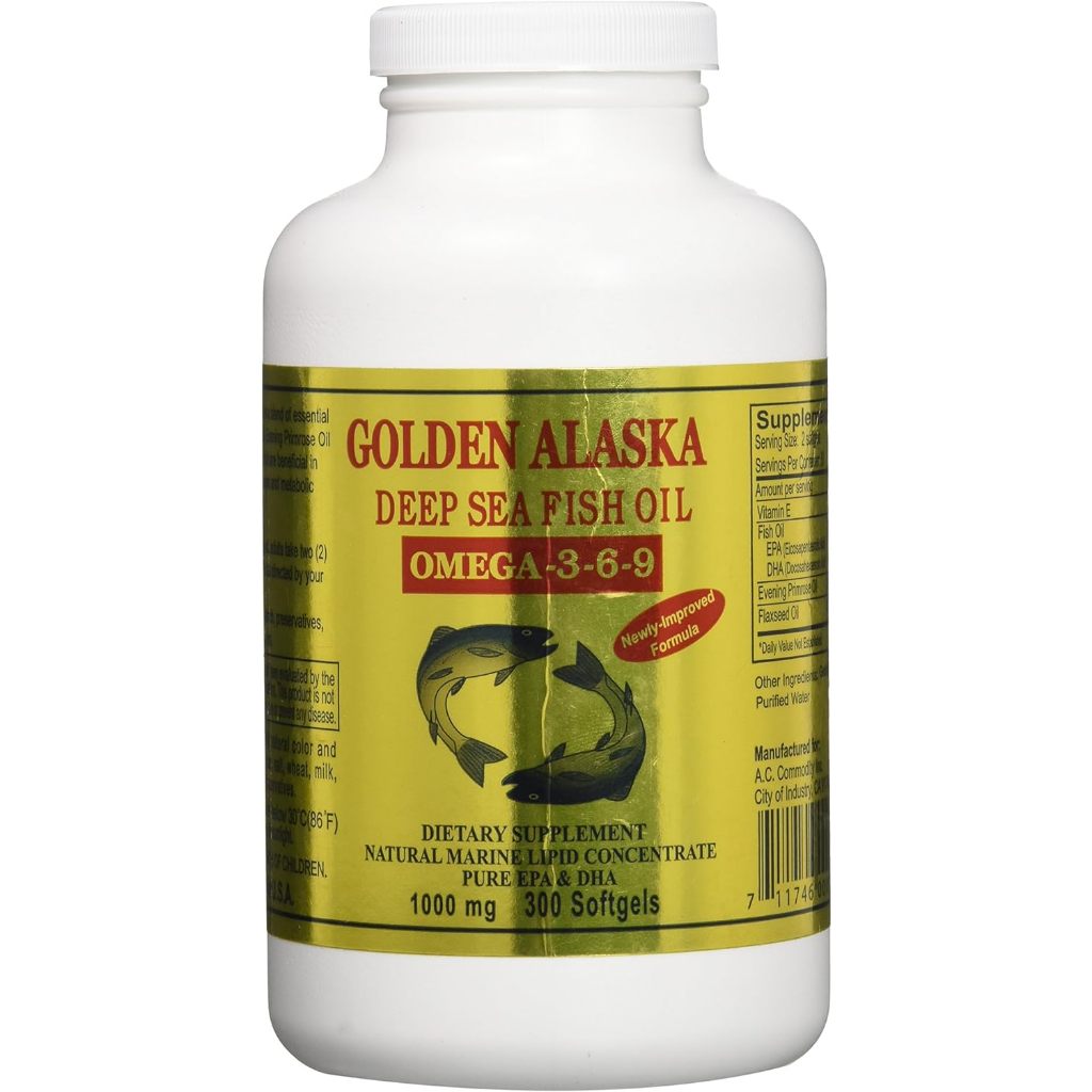 Golden Alaska Deep Sea Omega-3-6-9 Fish Oil 1000mg 300 Softgels ...