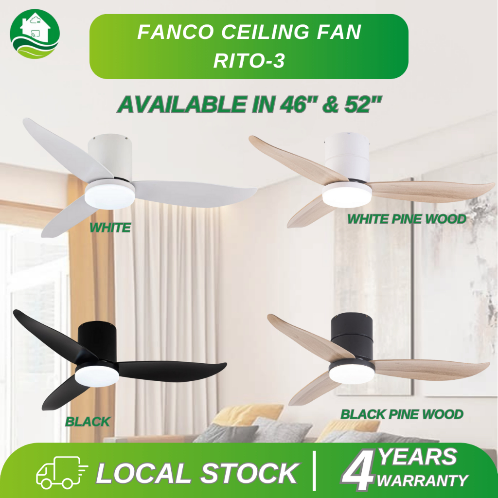 FANCO CO-FAN Rito 3 SMART DC Motor Ceiling Fan W 3 Tone LED Light Kit ...