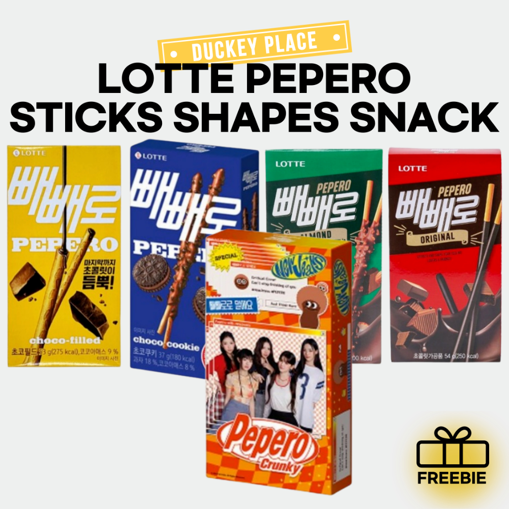 Lotte Pepero Sticks Shapes Snack Original Choco Cookie Crunky White ...