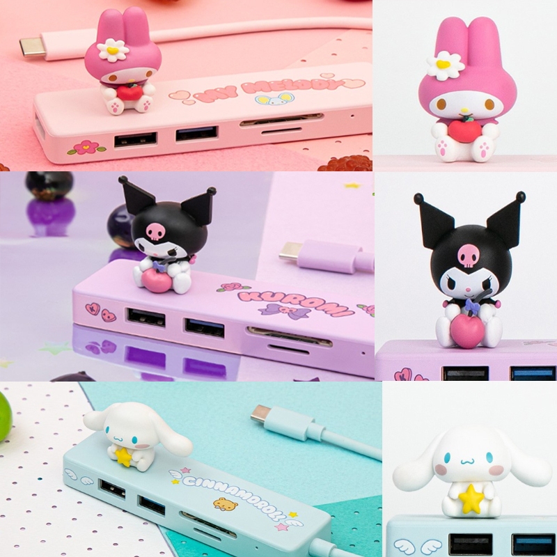 Sanrio Genuine 5in1 TYPE-C USB Hub 4K HDMI USB3.0 Micro Sd Card Kuromi ...