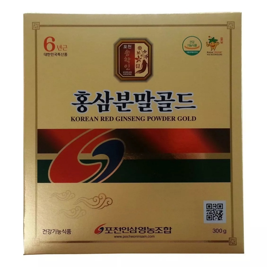 100% No Additive 6 Year Korean Red Ginseng Roots Powder Gold 300g ...