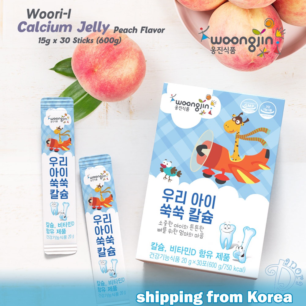 Woongjin Woori-I Food Calcium Jelly 15g x 30 Sticks (600g) Peach Flavor ...