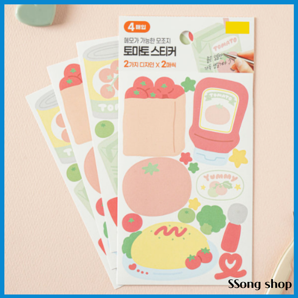 Daiso Korea Tomato Memo Sticker Set – 4 Sheets of Fresh & Playful Fun ...