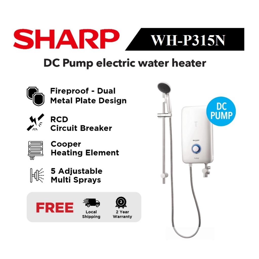 SHARP Instant Water Heater with DC Pump (Silver) – WH-P315N | Shopee ...