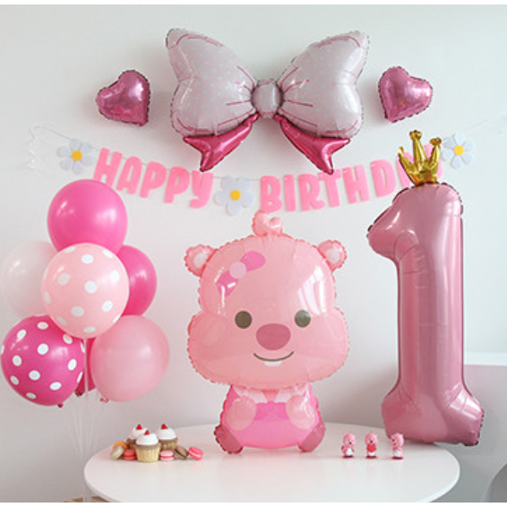[Loopy] Birthday Party Set (Balloon + Garland + Stand + Age Number ...