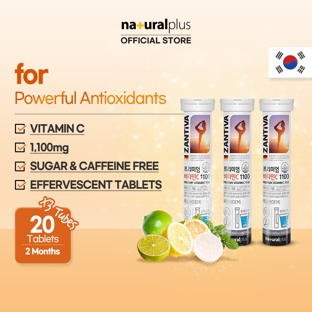 NATURALPLUS 3 Tubes Everfit Vitamin C 1100 Effervescent Tablets, Immunity & Antioxidants, Lemon ...