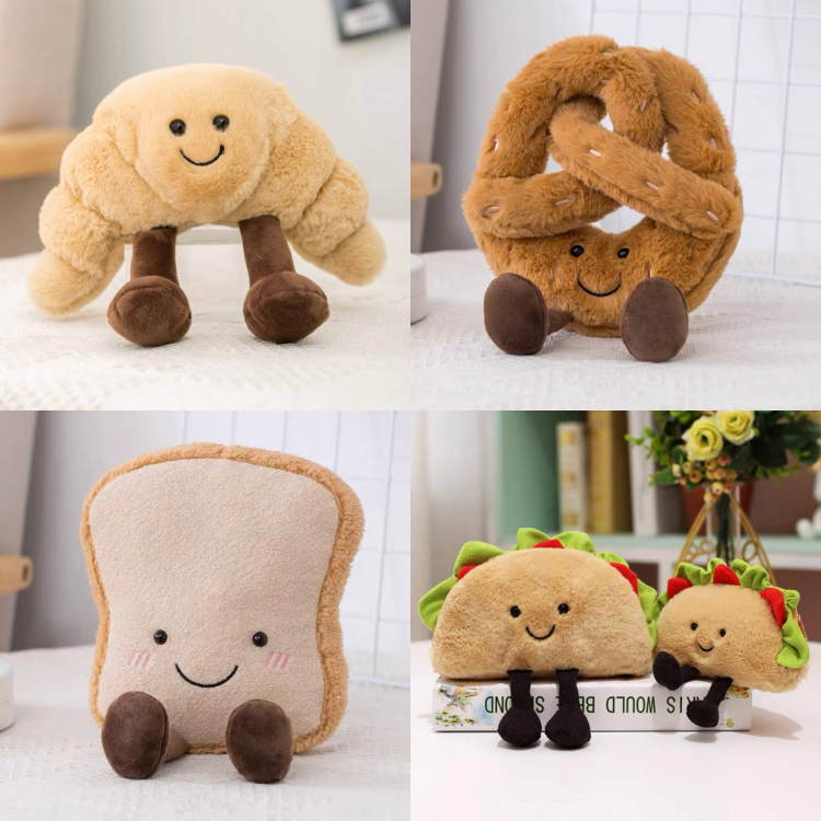 Croissant bread pretzel taco jellycat jelly cat roses bouquet wedding ...