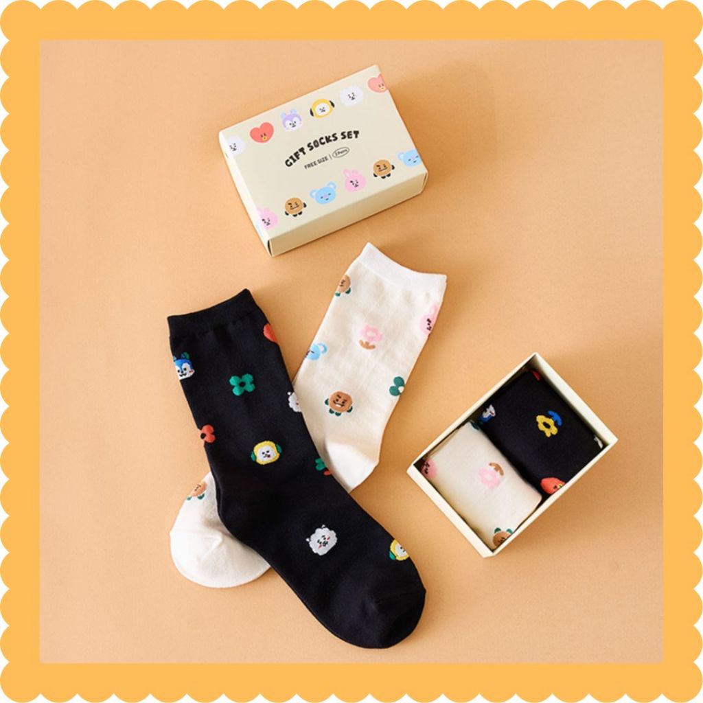 [BT21] Basic Jacquard Socks Gift Set (2PCS) bts characters | Shopee ...