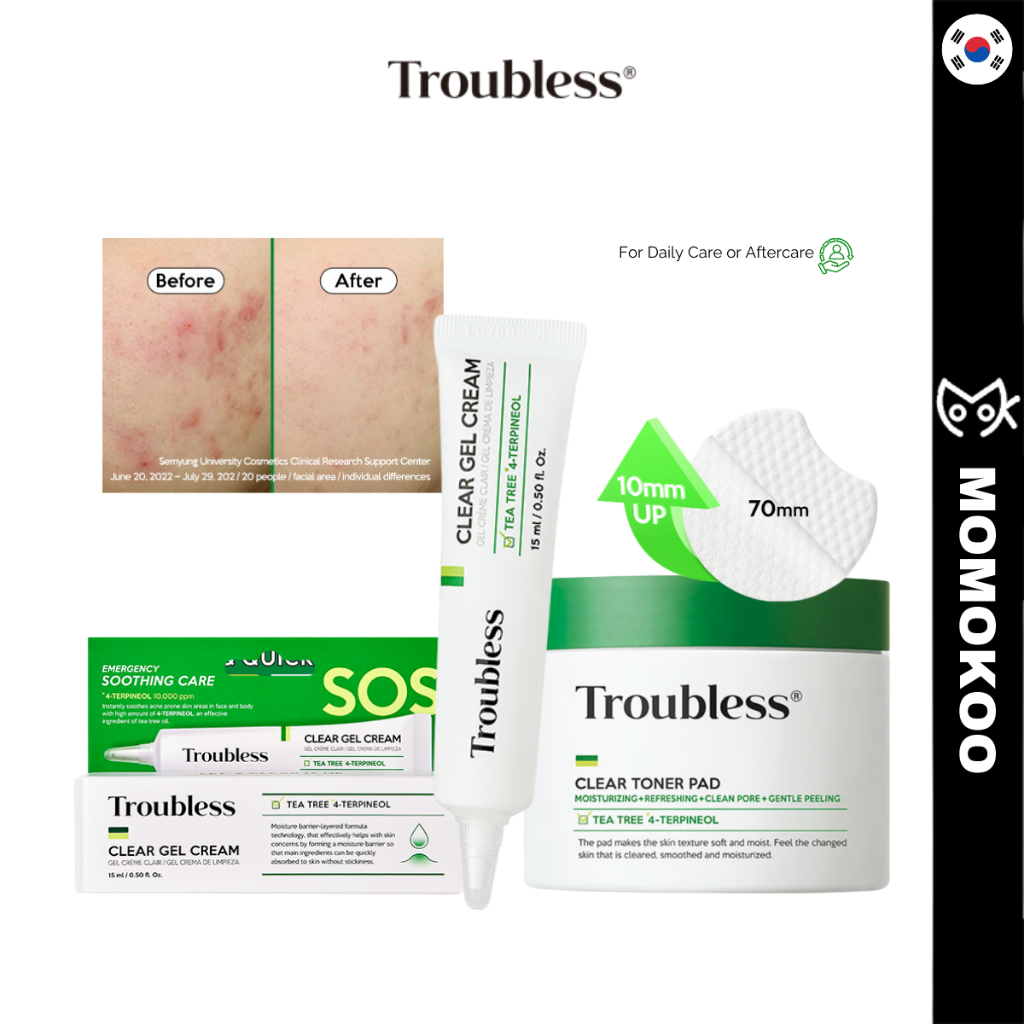 [Troubless] Acne Simple Care Set (Gel Cream x1 + Clear Toner Pad 60 ...