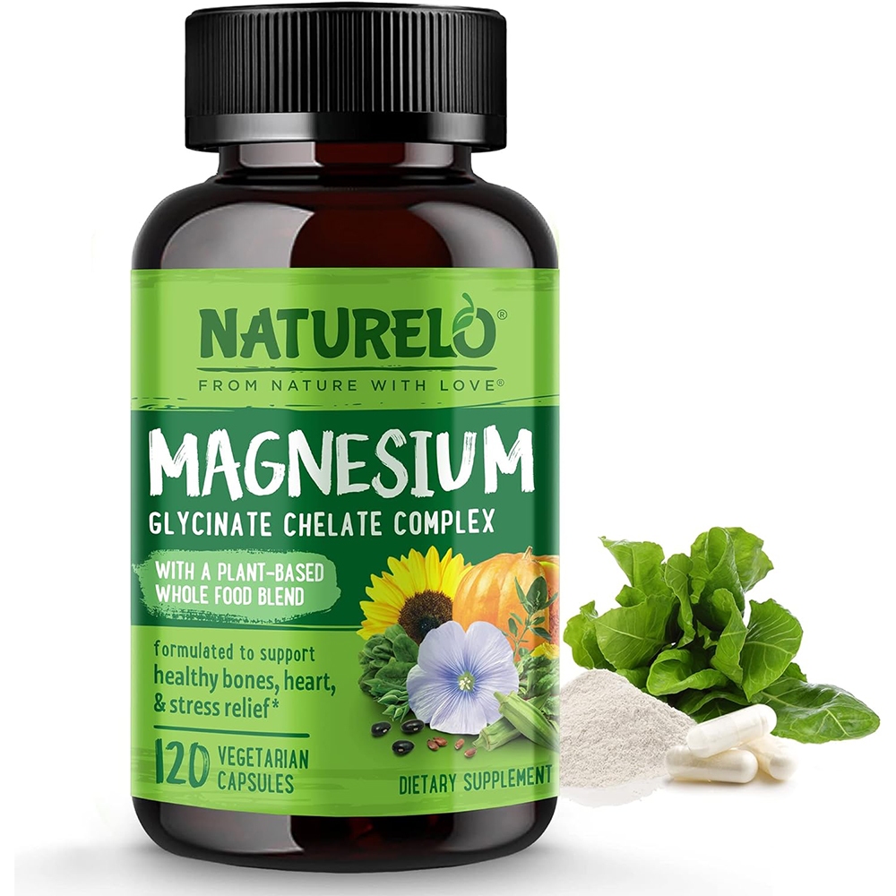 NATURELO Magnesium Glycinate Chelate Complex - 200 mg Magnesium with ...