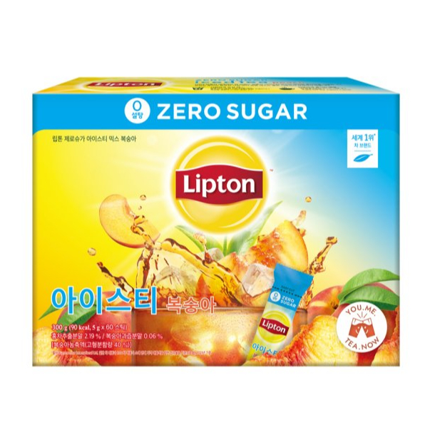 LIPTON Zero Sugar Peach Iced Tea 60Sticks 1Box Refreshing taste Healthy ...