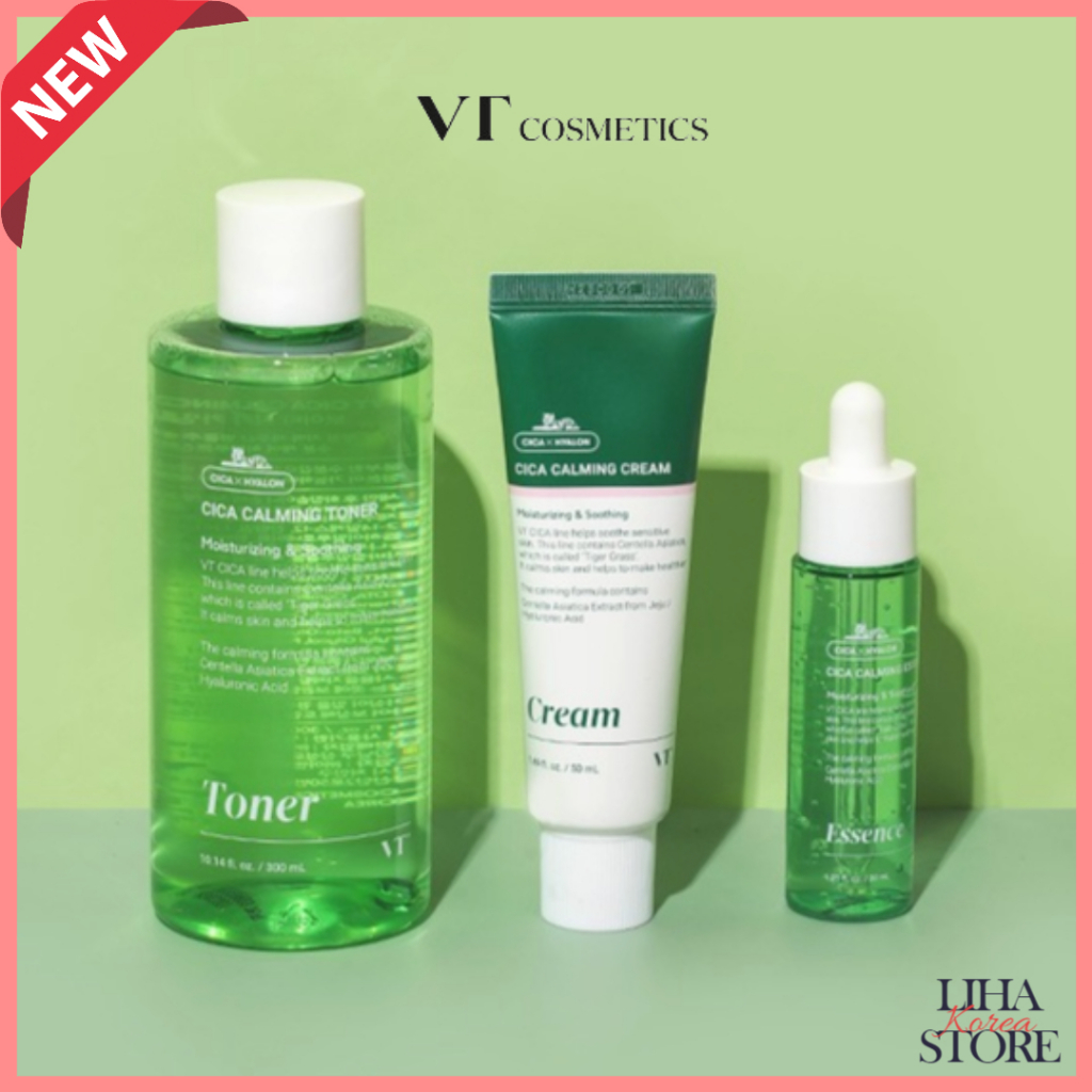 VT Cosmetics Cica Calming Essence 30ml, Cica Toner 300ml,Cica Cream 50ml | Shopee Malaysia