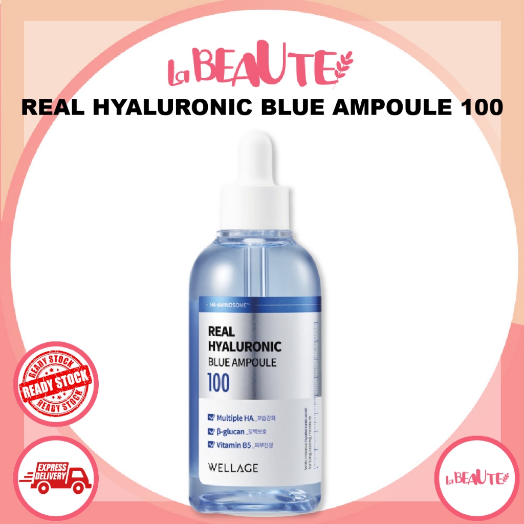 Wellage Real Hyaluronic Blue 100 Ampoule 60ml - Multiple HA, β-Glucan ...