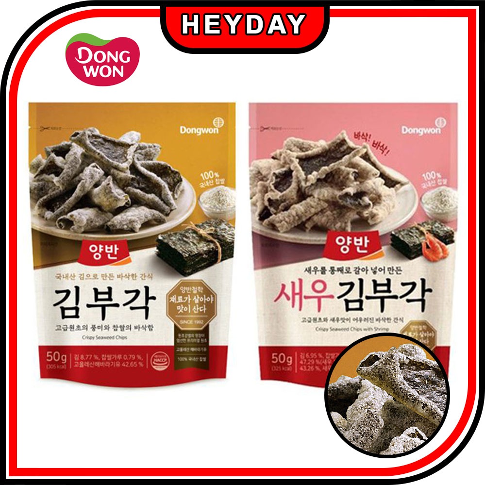 [Dongwon] YangBan Korean Seaweed Chips 50g (Original/ Shrimp) Snack ...