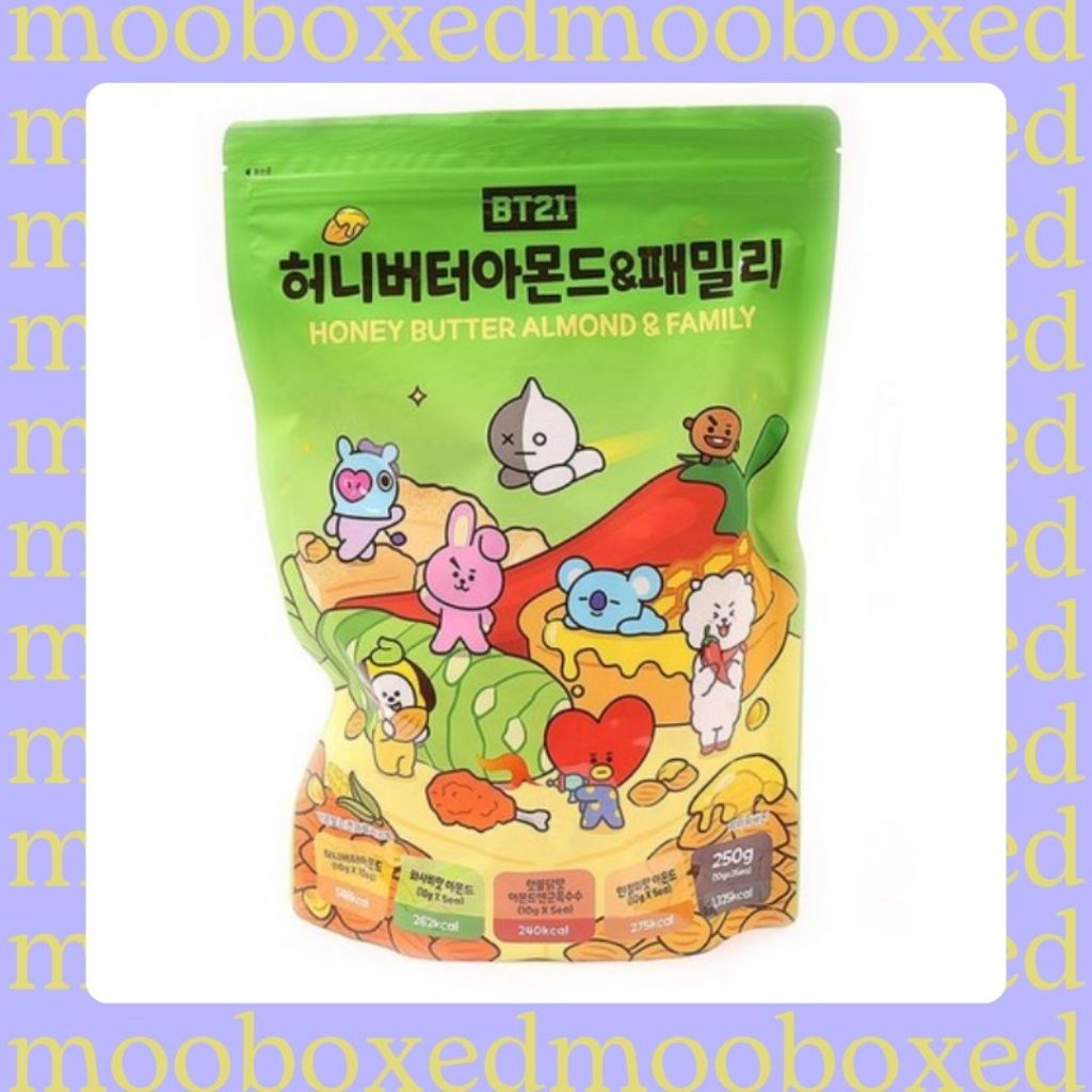 BT21 Honey Butter Almond Family (Green) 250g Roasted Almonds | Shopee ...