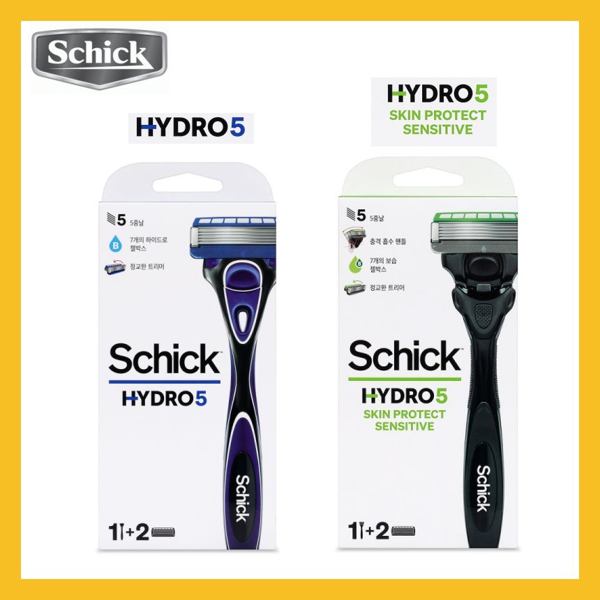 Schick Hydro 5 2 Type ( Basic / Sensitive ) Razor Handle + 2 Extra ...
