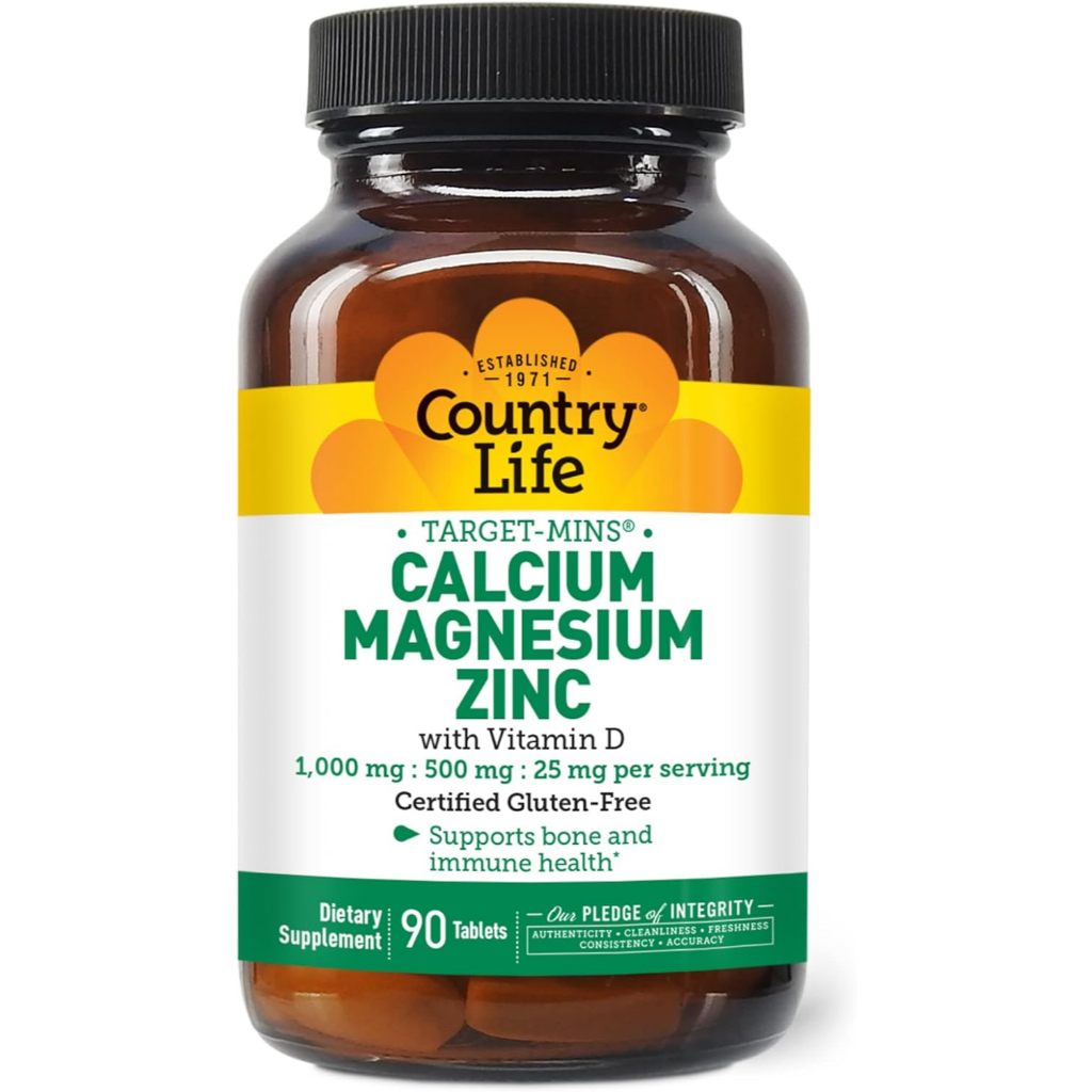 Country Life Calcium Magnesium Zinc with Vitamin D3 and L-Glutamic Acid ...
