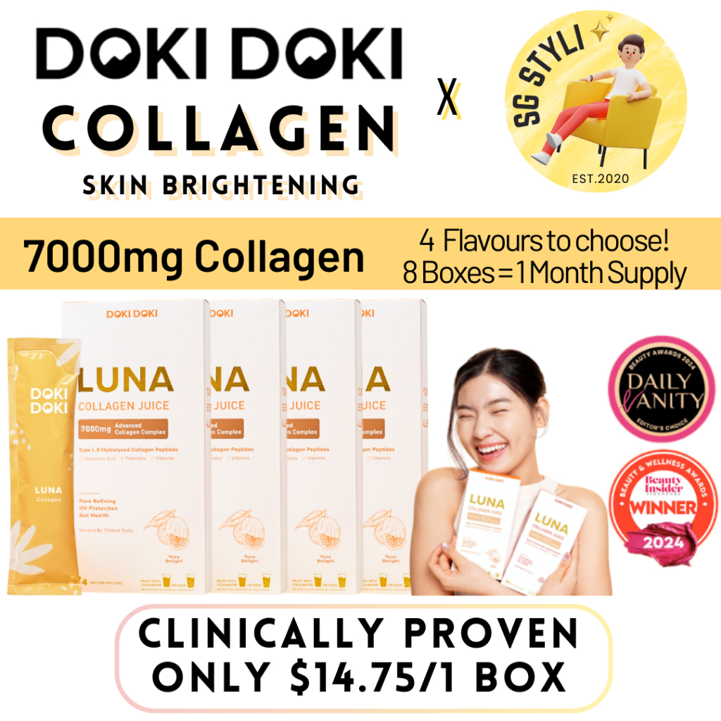 Doki Doki Luna Collagen Juice 7000mg Collagen to Minimise Pores, Brighten Skin 4/8 Boxes*1-3 ...