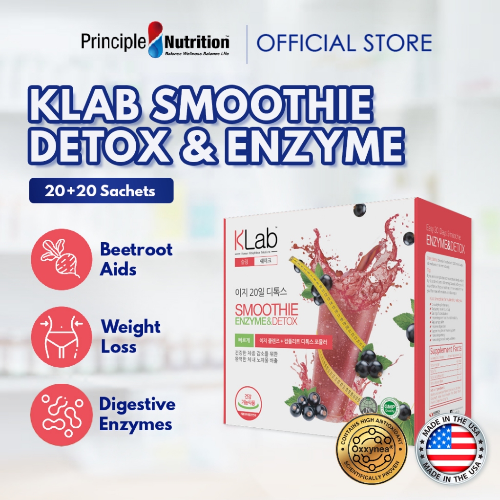 KLab Smoothie Enzyme Detox 20S + 20S, with Oxxynea + Beetroot Blend + Inulin + Digestive Enzyme ...