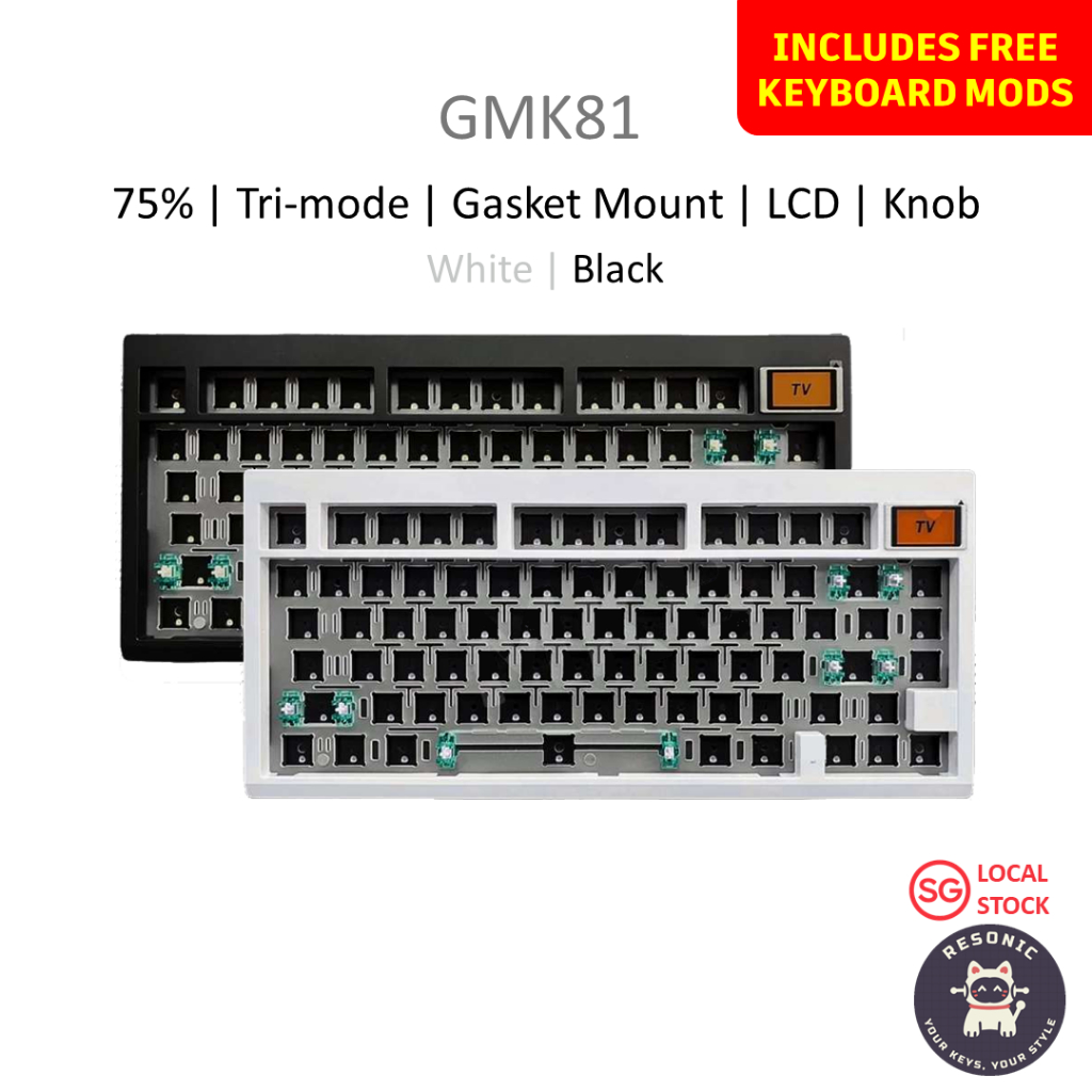 GMK81 75% Barebones Wireless Tri-Mode Gasket Mount LCD Display Screen ...