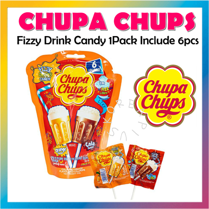 [CHUPA CHUPS] Fizzy Drinks Candy 6pieces Fizzy Lollipops 90g (Coke+Orange flavor) | Shopee Malaysia