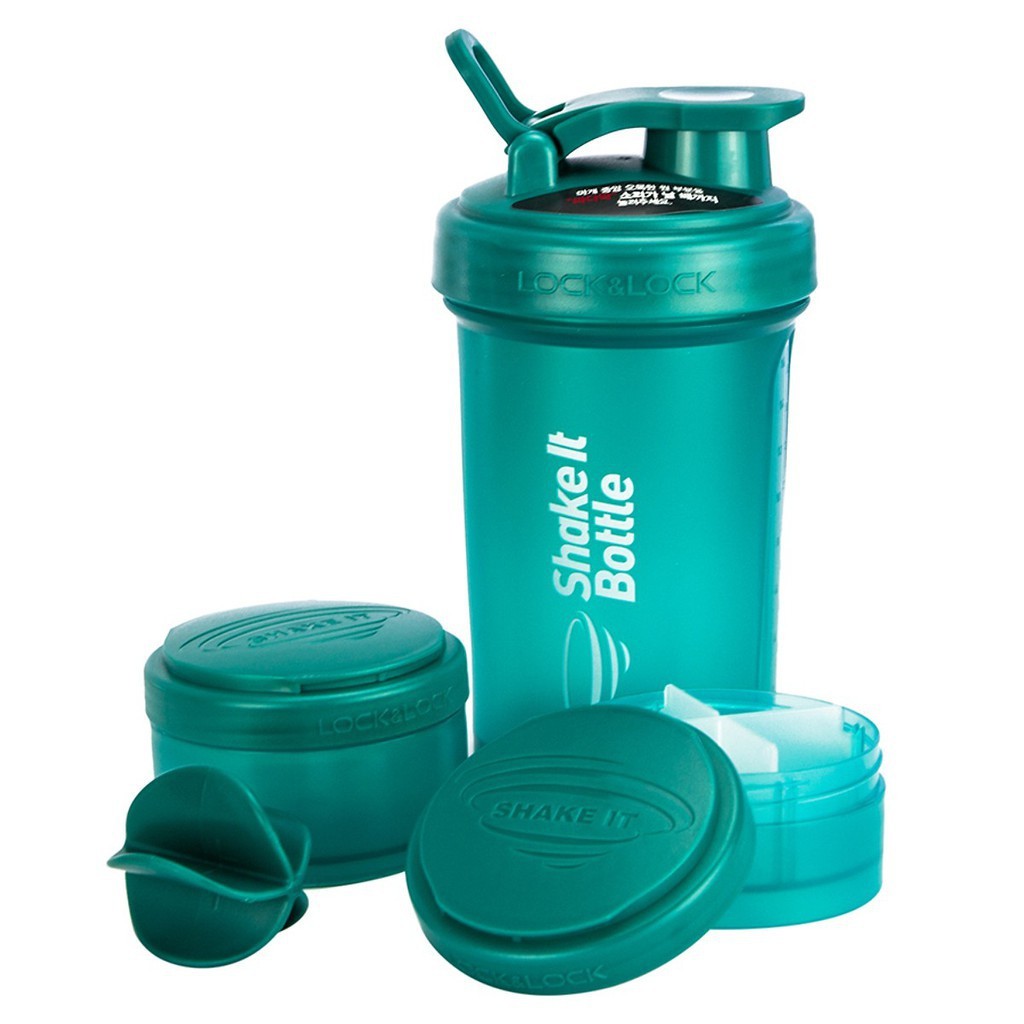 LocknLock Shake It Bottle 600ml HAP945 All in One Shaker with Pill & Powder Case Shaker Ball for ...
