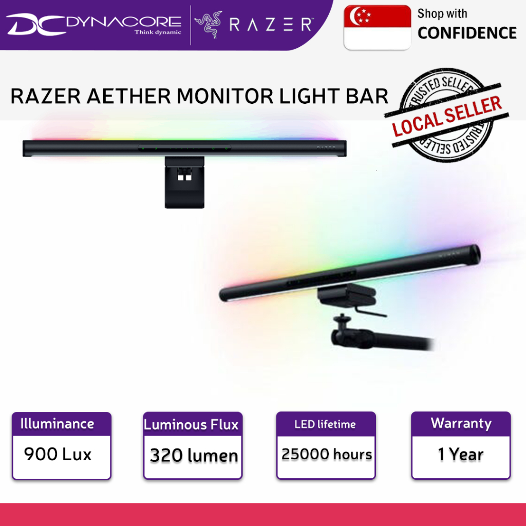 Razer Aether Monitor Light Bar RGB LED Light Bar for Gamer Rooms - RZ43 ...