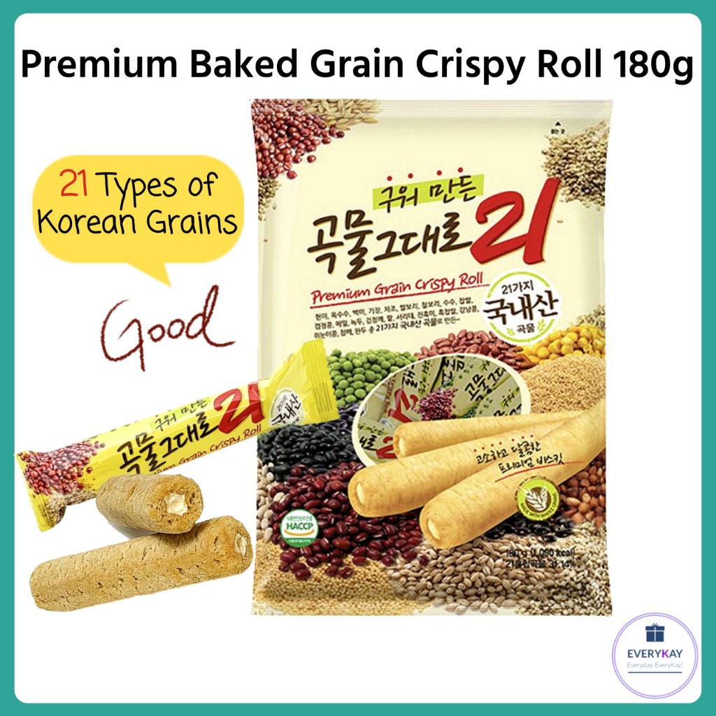 Korean Premium Baked Grain Crispy Roll 180g | 21 Types of Korean Grains ...