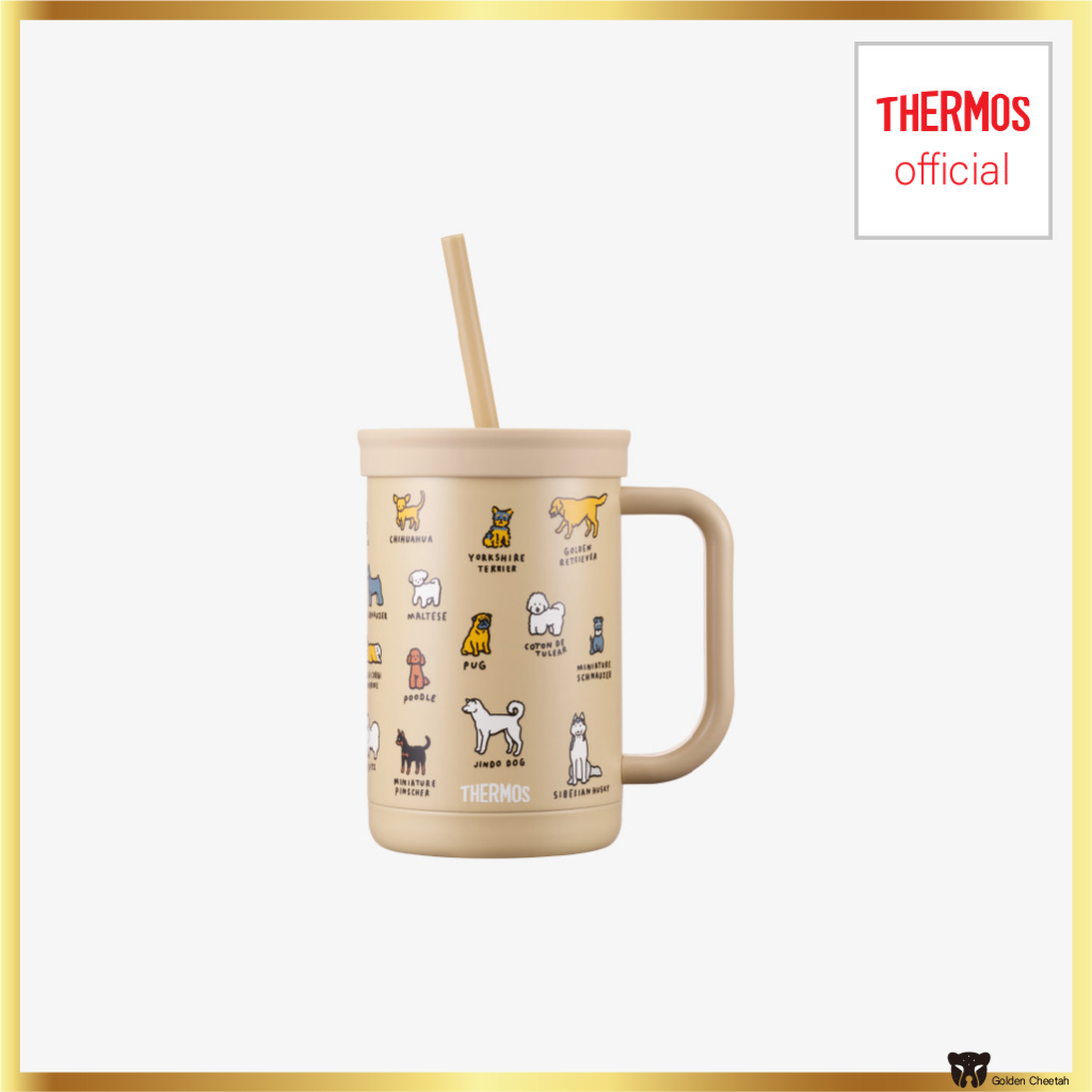 [Thermos x Zero Per Zero] The Compact Straw Cup & Insulation Tumbler 600ml Dog Dictionary ...