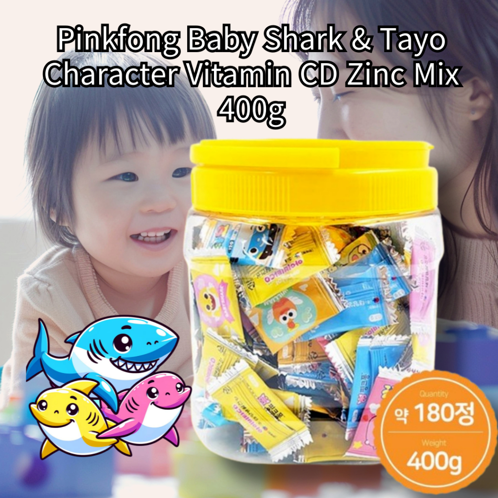 Pinkfong Baby Shark & Tayo Character Vitamin CD Zinc Mix 400g | Shopee ...