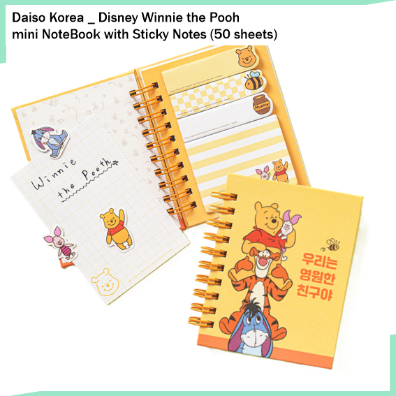 Daiso Korea _ Disney Winnie the Pooh mini NoteBook with Sticky Notes ...