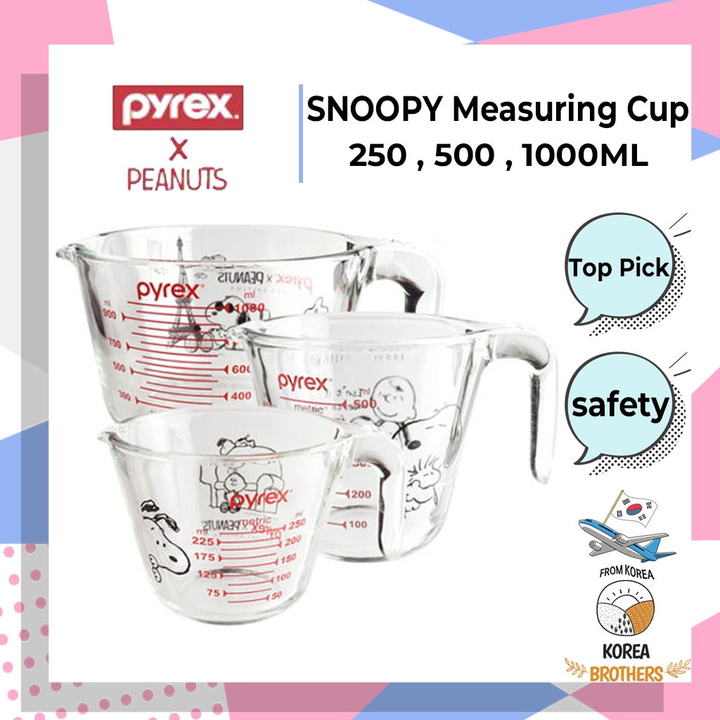 Pyrex x Peanuts / Snoopy Glass Measuring Cup 250ml / 500ml / 1000ml ...