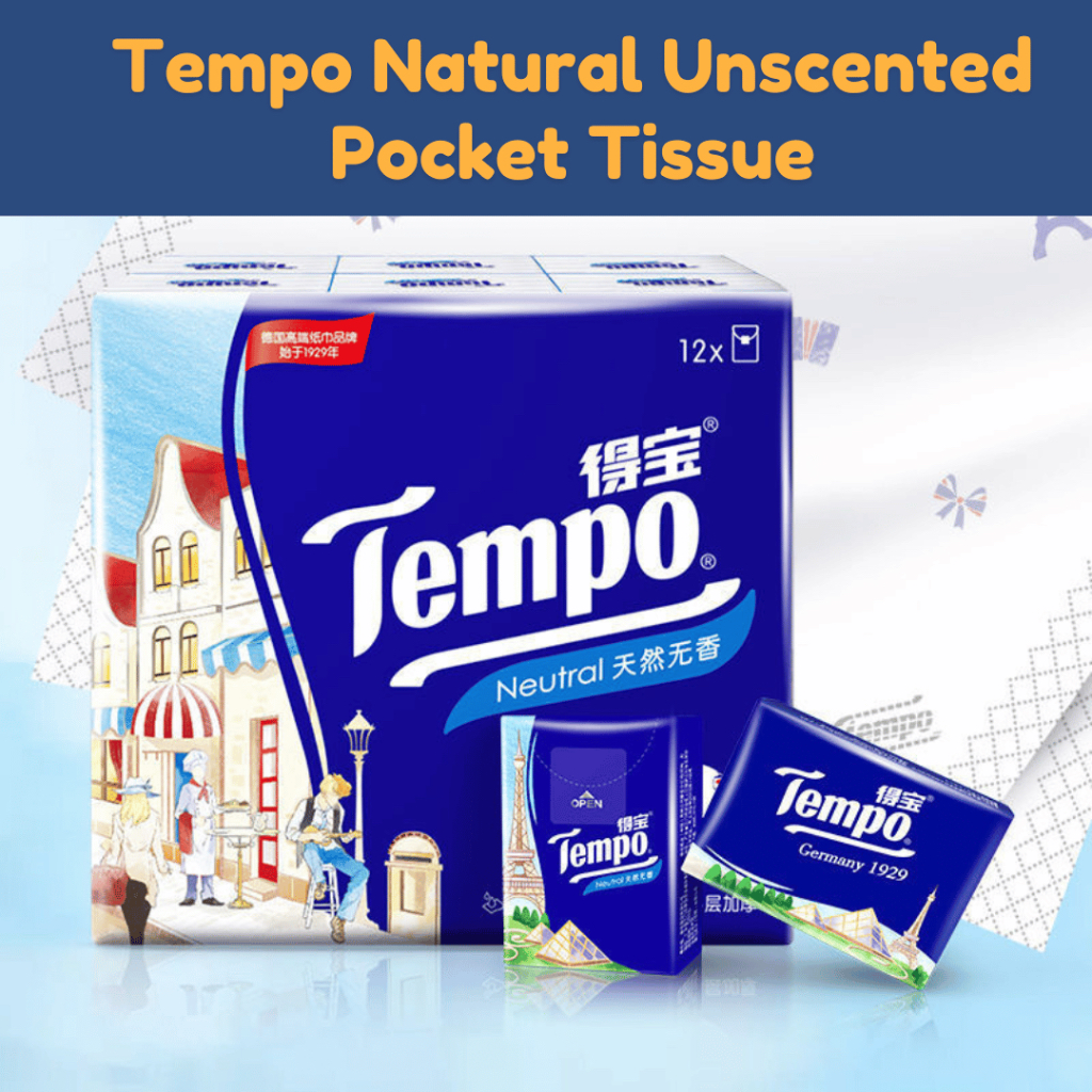 TEMPO 4PLY Europe Travel Pocket Hanky Tissue Natural UNSCENTED (12 ...