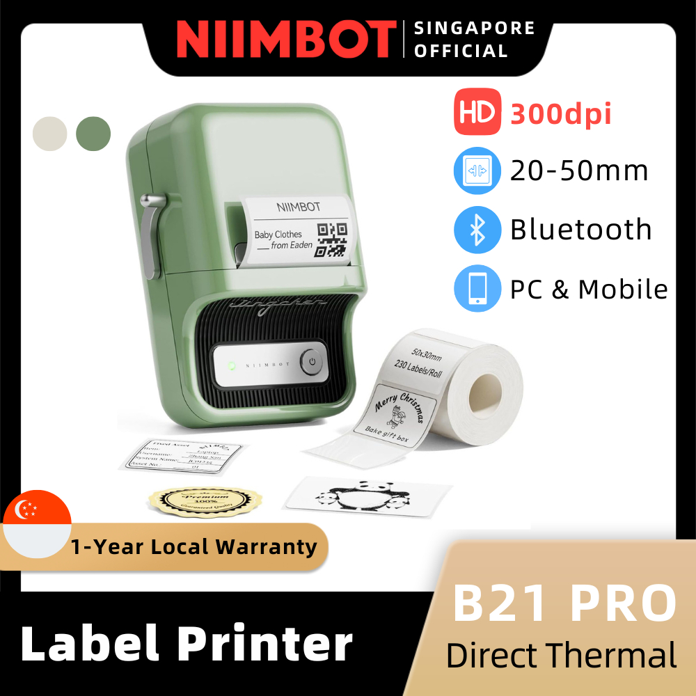 NIIMBOT 20-50mm Label Maker B21 PRO 300dpi, Wireless Portable Thermal Printer Label Sticker ...
