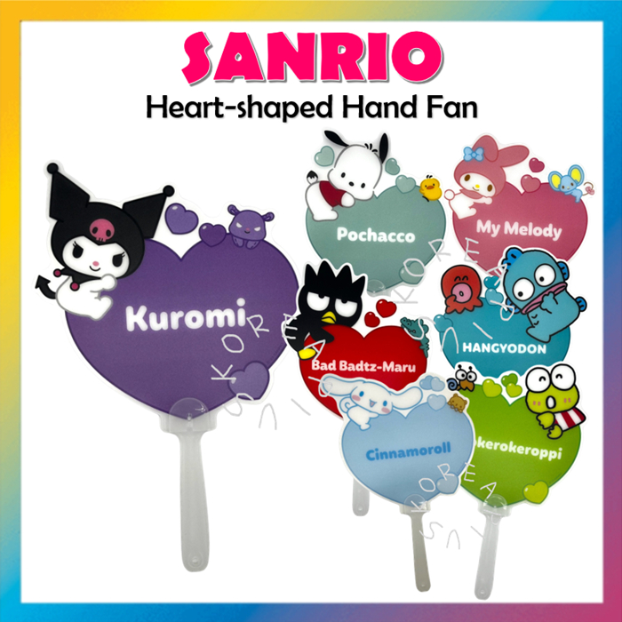 [SANRIO] Heart-shaped Hand Fan (Mymelody Pochacco Badbaldtz-maru ...