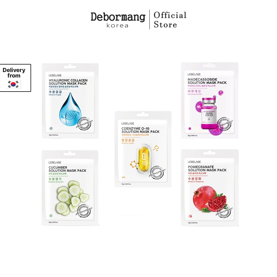 LEBELAGE SOLUTION MASK 25ml* 10ea - CUCUMBER/POMEGRANATE/COENZYME Q-10 ...