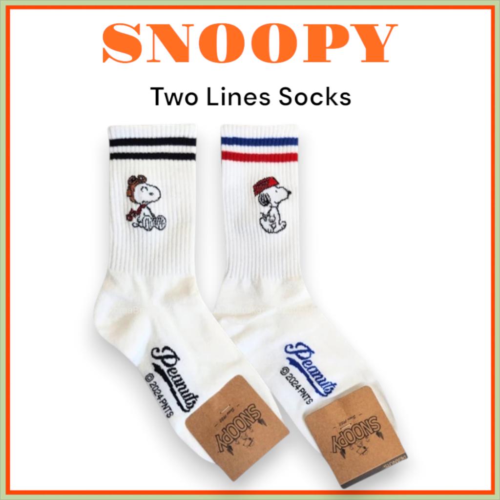 [SNOOPY] Two Lines Socks (Pilot / Hungry) | Shopee Malaysia