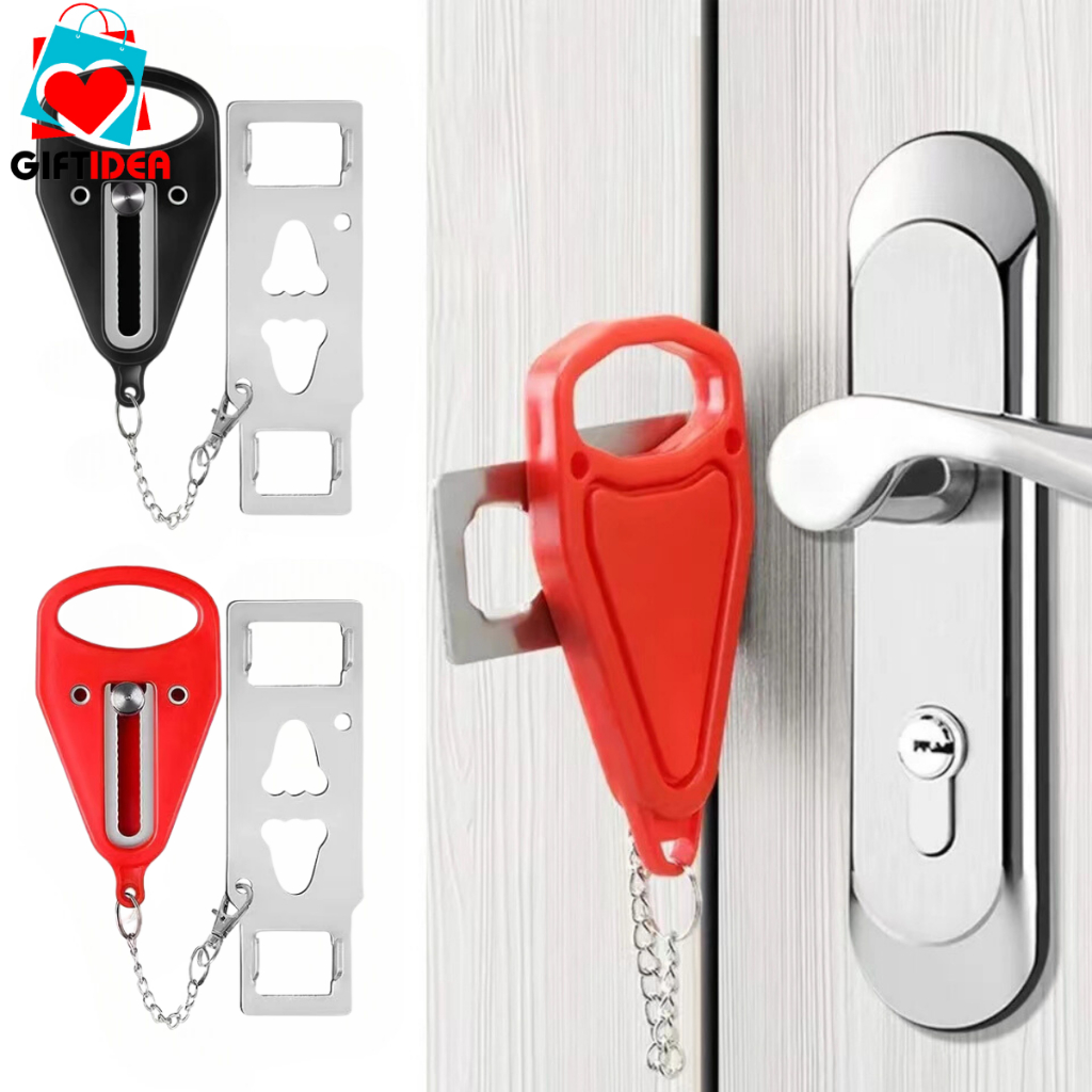 Giftidea Portable Door Lock Safety Latch Metal Lock Travel Home Room ...
