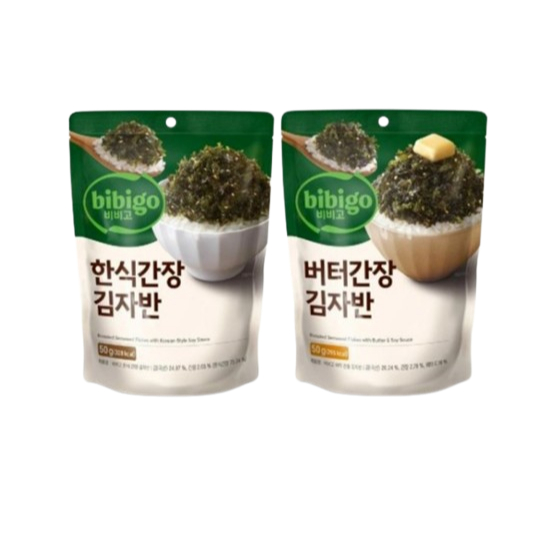 [Bibigo] CJ Korean Style Soy Sauce Seaweed Flakes / Butter Soy Sauce Seaweed Flakes 50g | Shopee ...