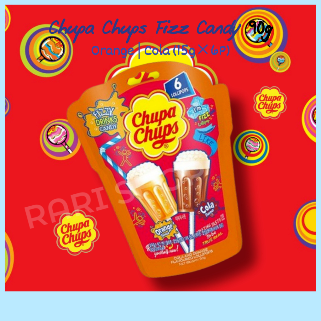 [CHUPA CHUPS] Fizzy DRINKS Candy 90g (15g×6P) 55Kcal Orange | Cola / Soft Drink | Shopee Malaysia