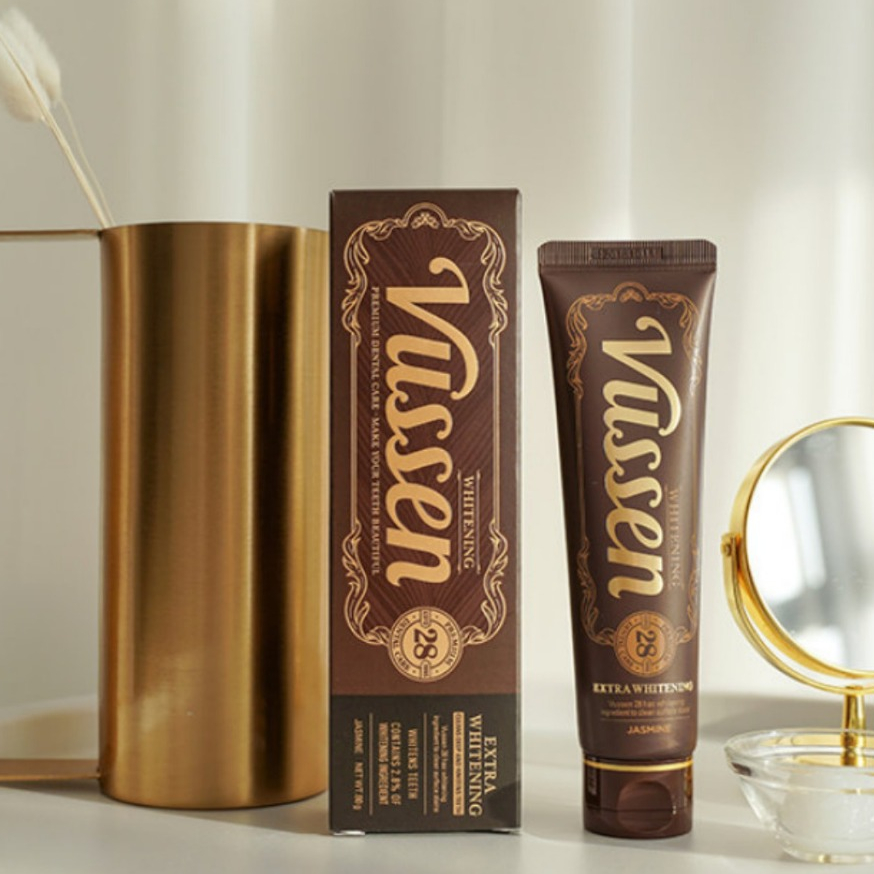 VUSSEN 28 Extra Whitening Care Premium Toothpaste 80g/pack, Yellow Teeth, Coffee Lover, Smoker ...