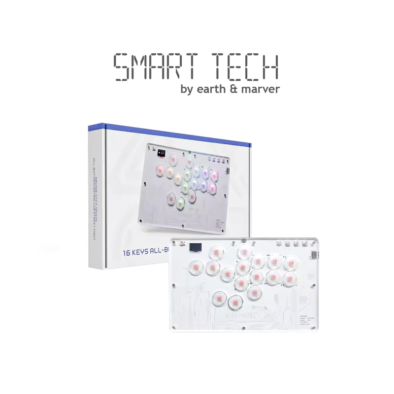 Smart Tech Leverless Controller for Fighting Game Stick 16 Keys All ...