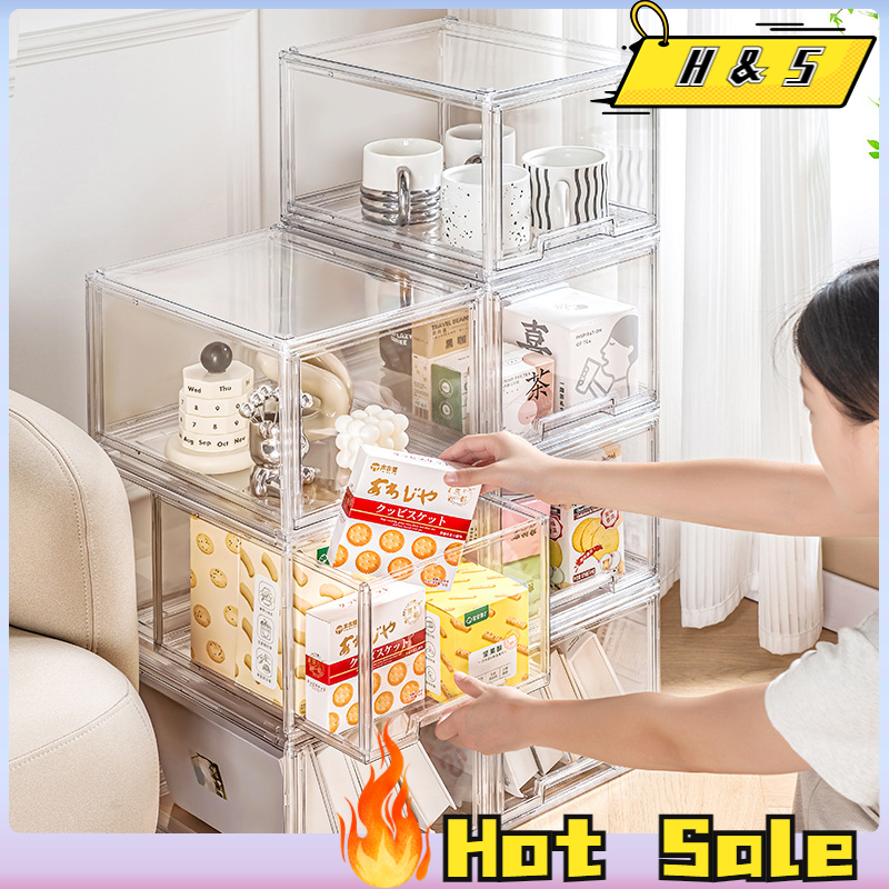 Stackable Storage Drawer Plastic container storage Box cabinet | Shopee ...