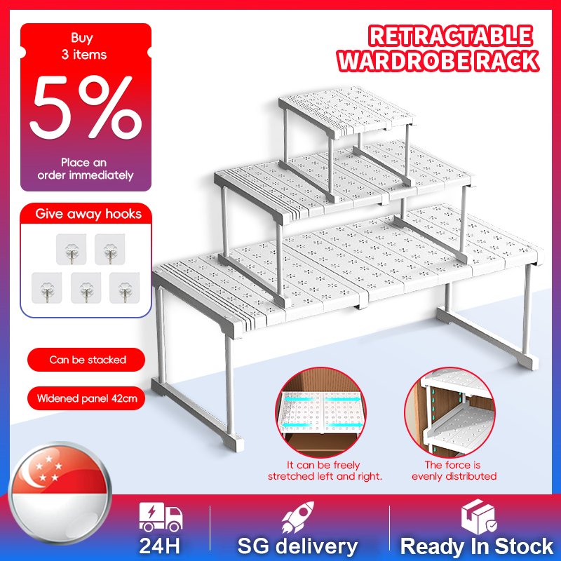 Adjustable Wardrobe Organizer | Stackable PP Shelf | Space-Saving ...