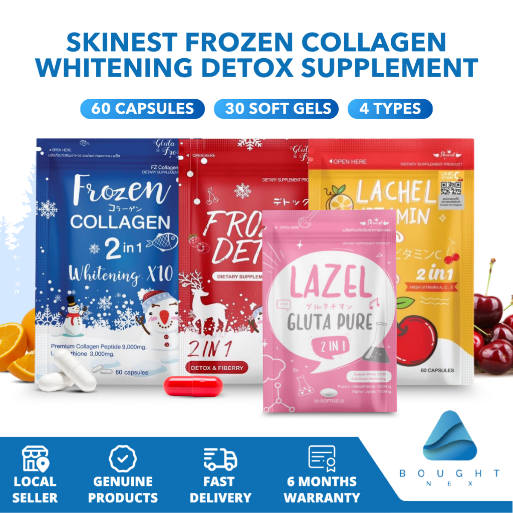 Skinest Frozen Collagen Whitening Detox Supplement - 60 Capsules & 30 ...