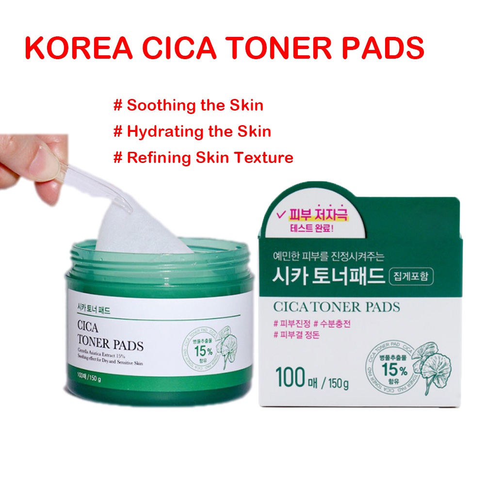 KOREA Cica Calming Toner Pads 100 sheets Hydrating Soothing Refining ...
