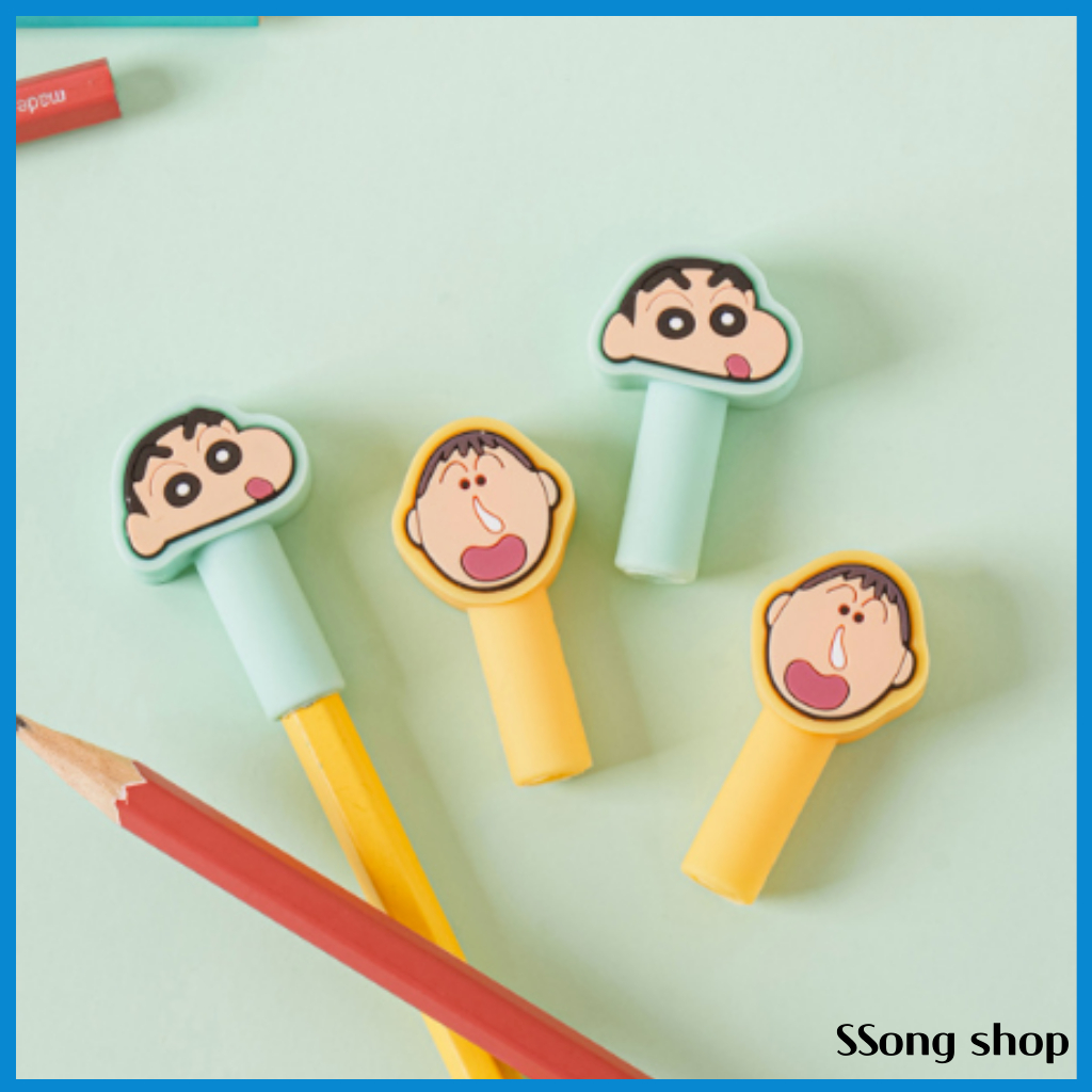 DAISO Korea Crayon Shin-chan Character Face Pencil Cap Set | Shopee ...